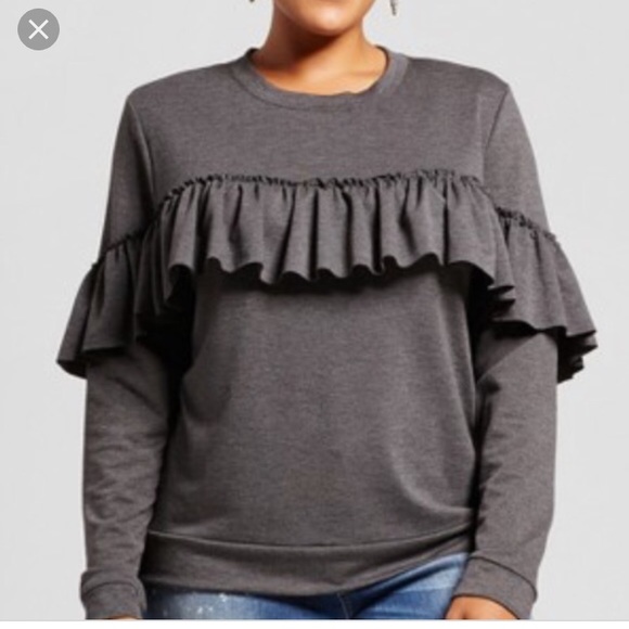 mellow day | Tops | Mello Day Ruffle Sweatshirt In Light Grey | Poshmark